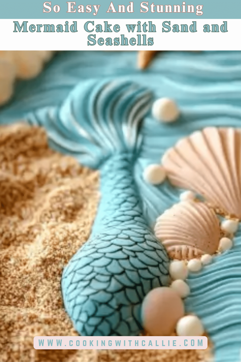 Mermaid Cake with Sand and Seashells